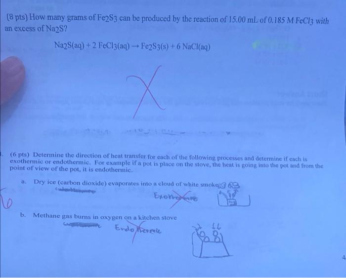 Solved (8 pts) How many grams of Fe2S3 can be produced by | Chegg.com