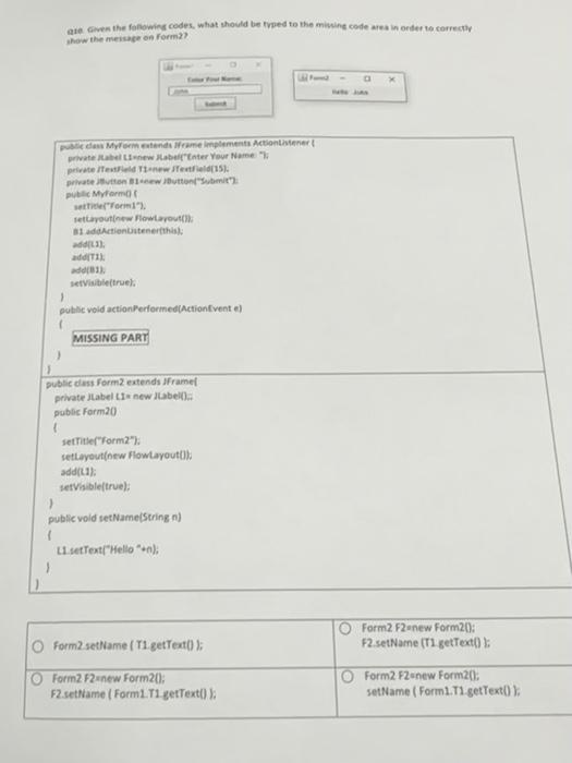 Solved Q1. What is the name of the swing class that is used | Chegg.com