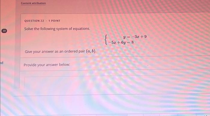 Solved 18 nd Content attribution QUESTION 22. 1 POINT Solve | Chegg.com