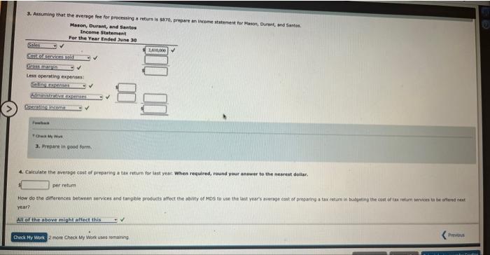Solved Inocme Statrment, Cott of Services Provided, Service | Chegg.com