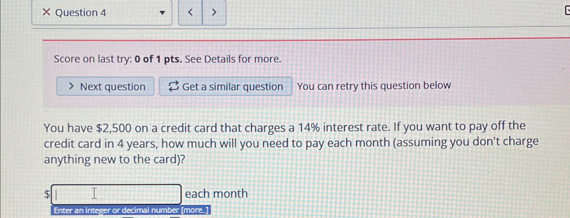 Solved × ﻿question 4score On Last Try 0 ﻿of 1 ﻿pts ﻿see