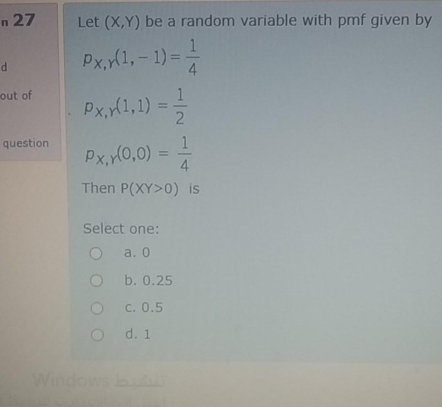 Solved N 27 Let Xy Be A Random Variable With Pmf Given By 8190