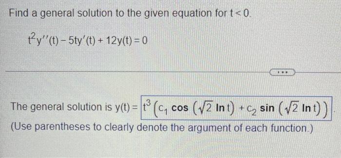 Solved Find a general solution to the given equation for | Chegg.com