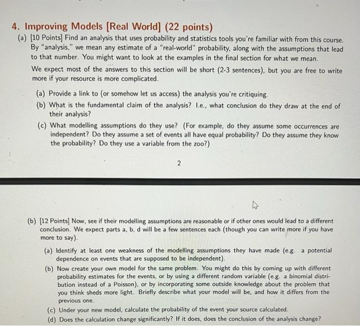4. Improving Models [Real World] (22 points) (a) [10 | Chegg.com