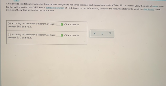 Solved A nationwide test taken by high school sophomores and | Chegg.com