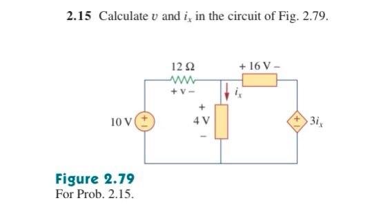 Solved 2.15 Calculate v and ix in the circuit of Fig. 2.79. | Chegg.com