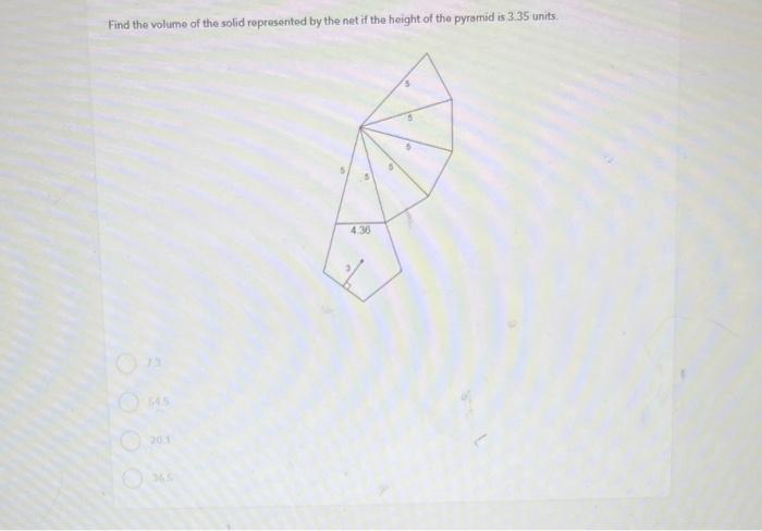 Solved Find the volume of the solid represented by the net | Chegg.com