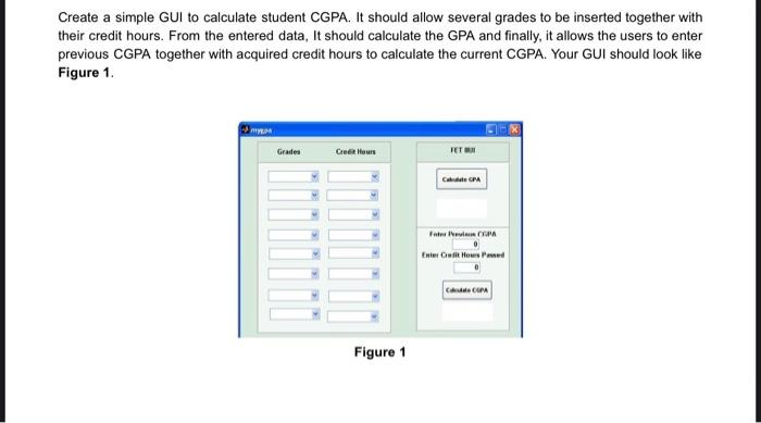 Solved Create a simple GUI to calculate student CGPA. It | Chegg.com