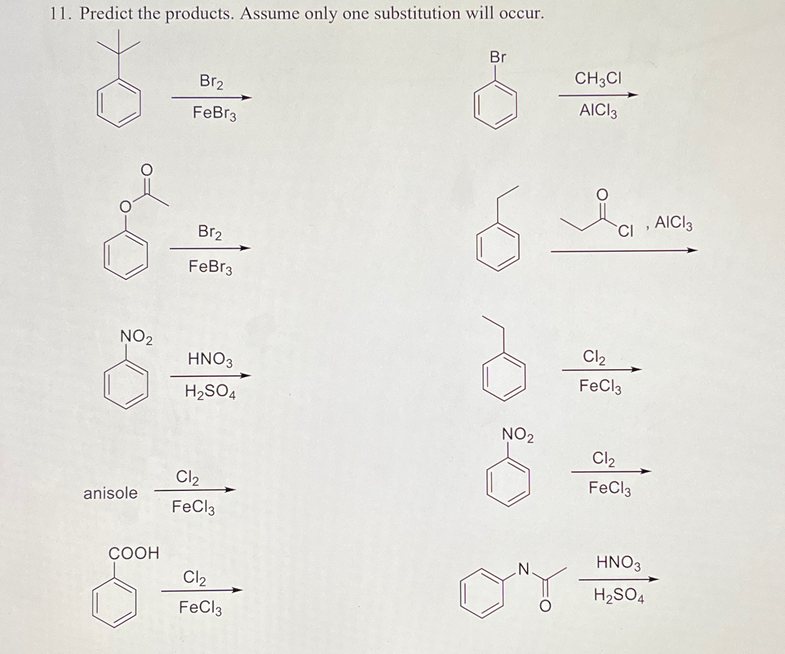 Solved Predict the products. Assume only one substitution | Chegg.com
