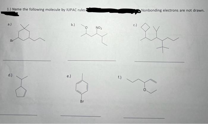 Solved 1.) Name the following molecule by IUPAC rules b.) | Chegg.com