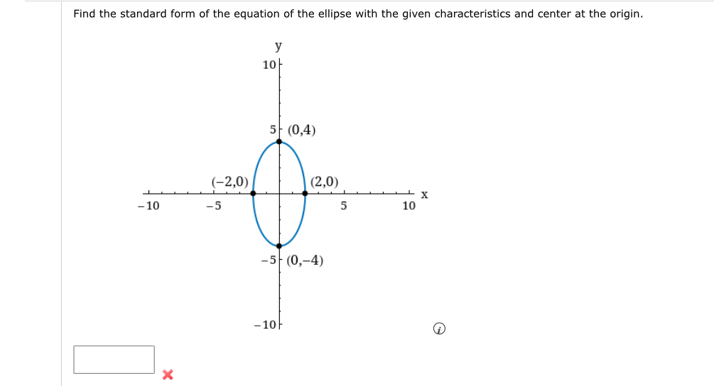 Solved Find the standard form of the equation of the ellipse | Chegg.com