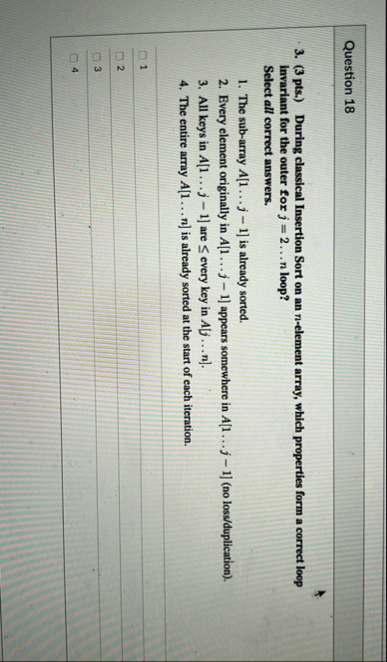 Solved Question 183. (3 ﻿pts.) ﻿During classical Insertion | Chegg.com