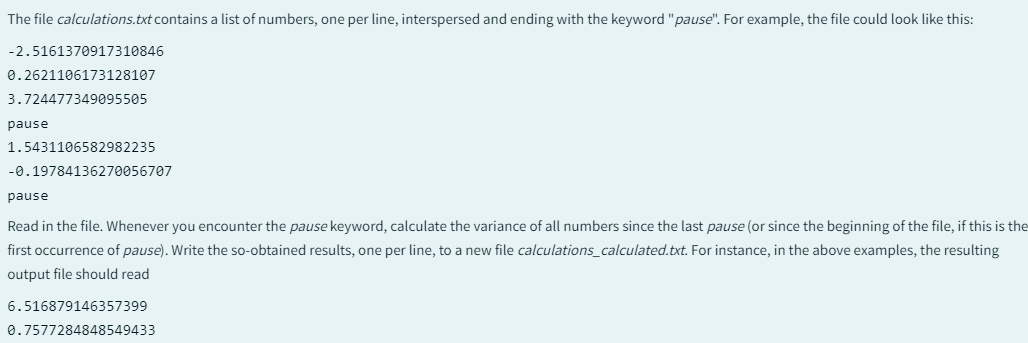 Solved The file calculations.txt contains a list of numbers, | Chegg.com