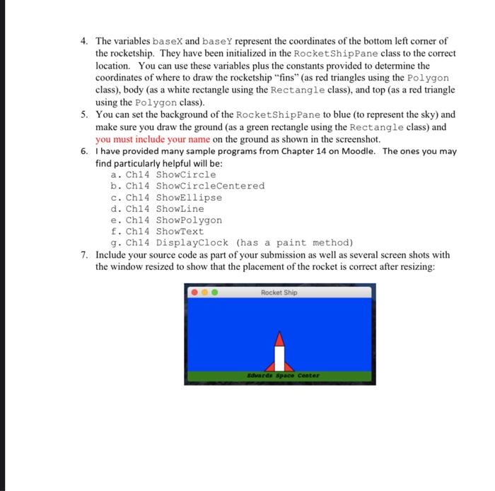 Solved Please provide code to build the rocket ship using | Chegg.com