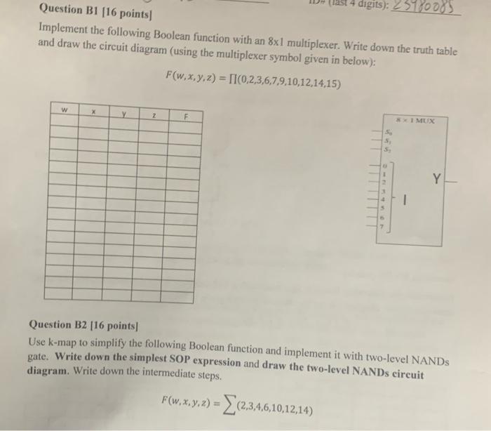 Solved Question B1 [16 points] Implement the following | Chegg.com