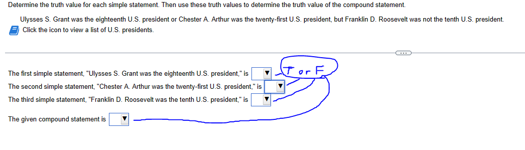 Solved Determine the truth value for each simple statement. | Chegg.com