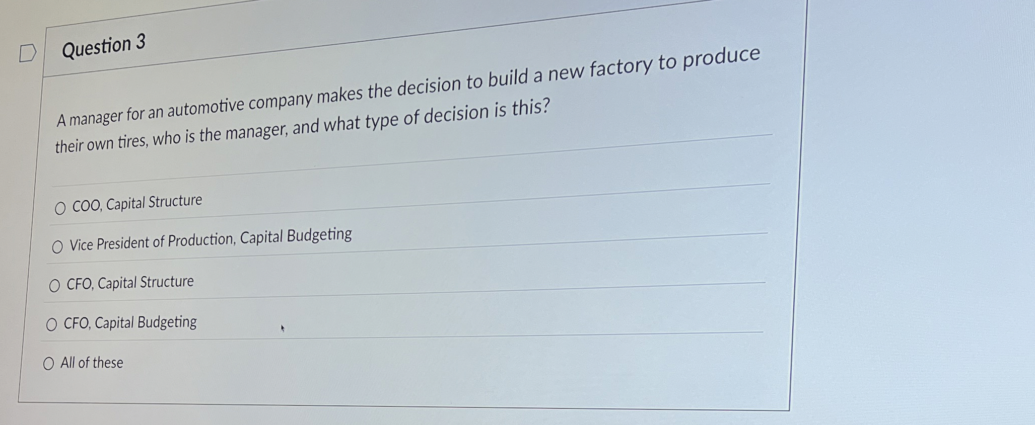 Solved Question 3A manager for an automotive company makes | Chegg.com