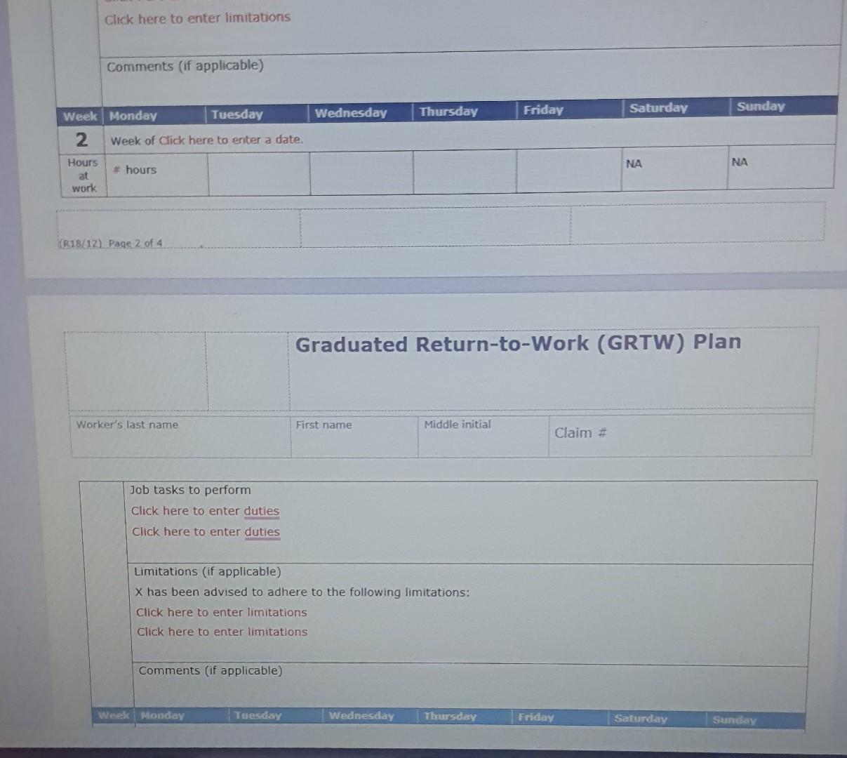 Graduated Return-to-Work (GRTW) Plan | Chegg.com