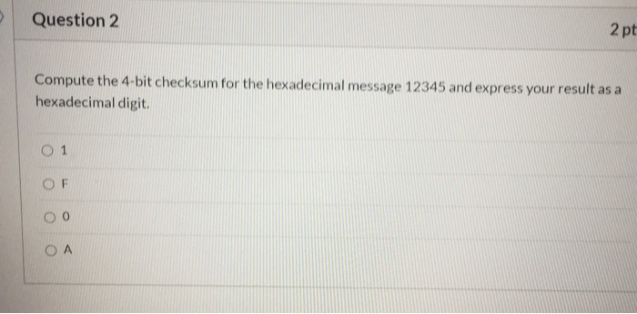 Solved Question 1 Validate The Message D54b8 With A Checksum 9583