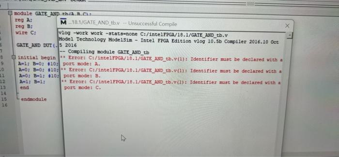 Solved C:/intelFPGA/18.1/GATE_AND.v (/GATE_AND) Ln# module | Chegg.com