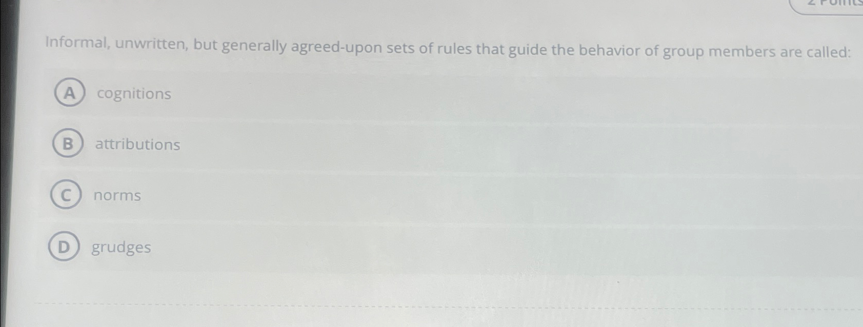 Solved Informal, unwritten, but generally agreed-upon sets | Chegg.com