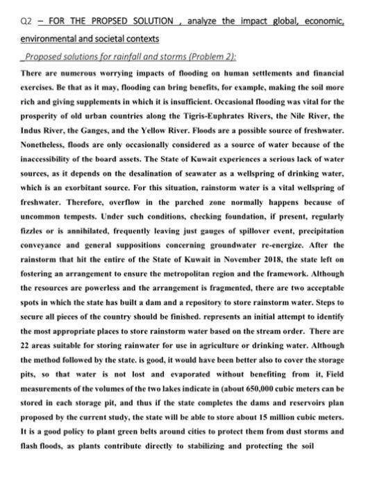 Solved Q2 - FOR THE PROPSED SOLUTION , analyze the impact | Chegg.com