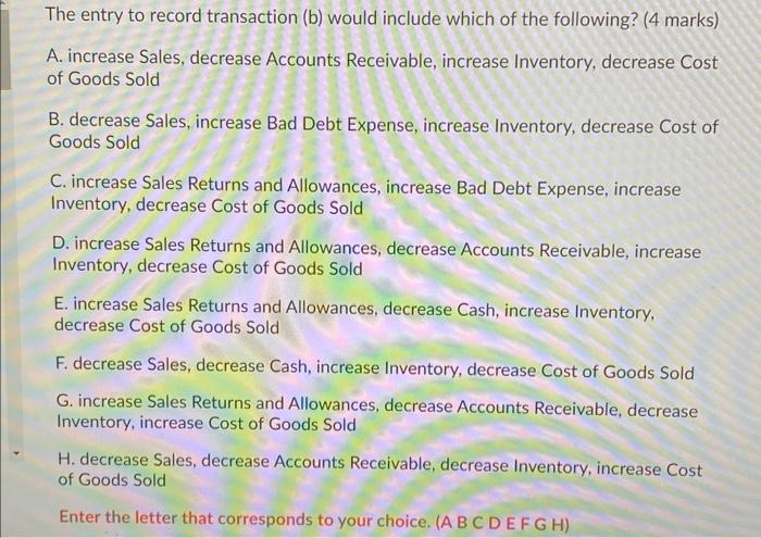 Solved The entry to record transaction (c) would include | Chegg.com