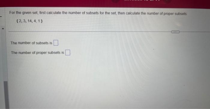 Solved For the given set, first calculate the number of | Chegg.com