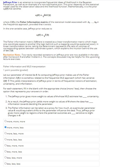Solved Jeffreys Prior is an attempt to incorporate | Chegg.com