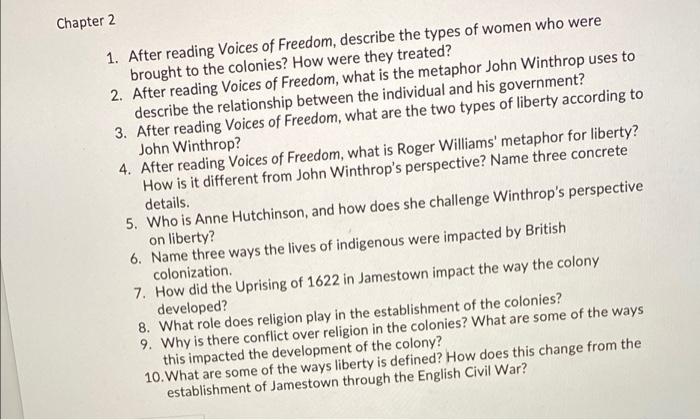 Chapter 1 1. After reading Voices of Freedom | Chegg.com