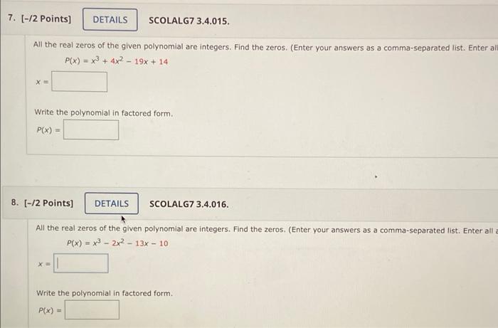 Solved 7. (-12 points) DETAILS SCOLALG7 3.4.015. All the | Chegg.com