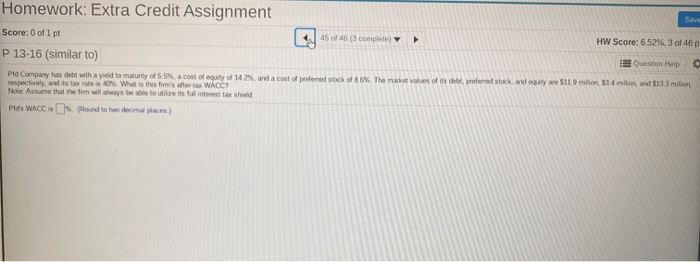 Solved Homework: Extra Credit Assignment Score: 0 of 1 pt 45 | Chegg.com