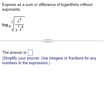 Solved Express as a sum or difference of logarithms | Chegg.com