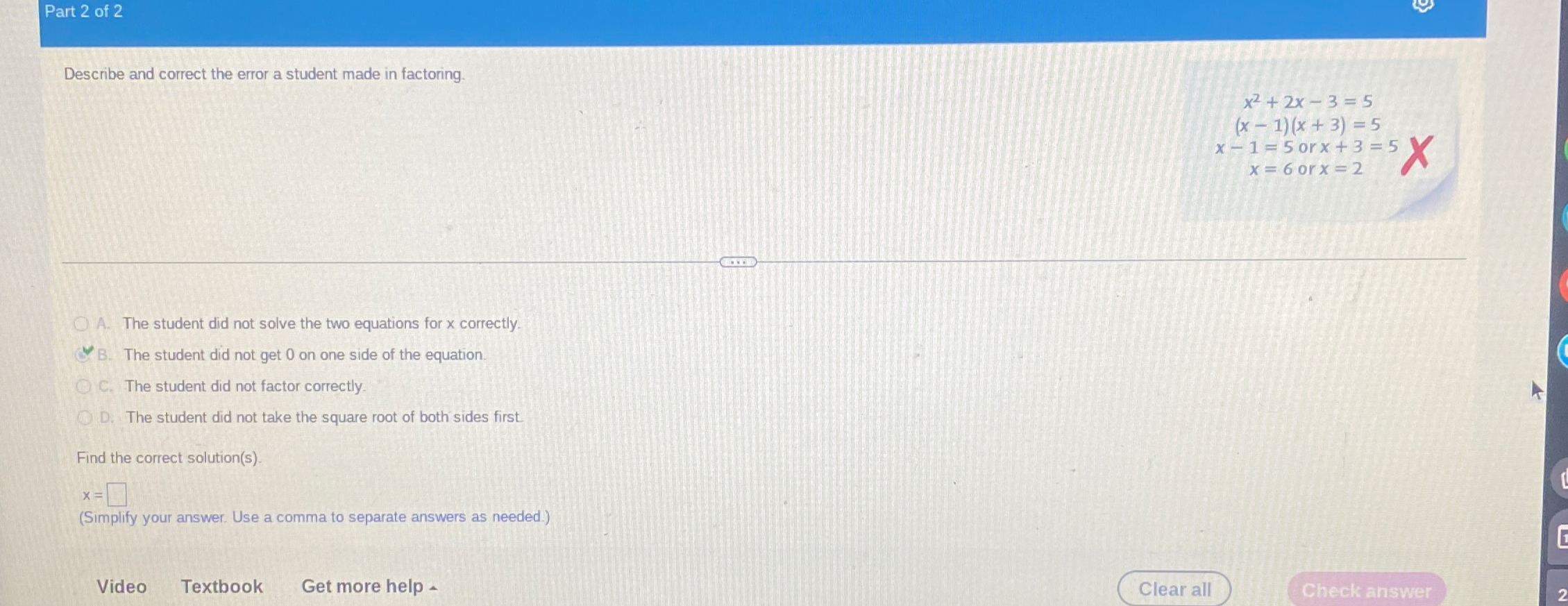 Solved Part 2 ﻿of 2Describe and correct the error a student | Chegg.com