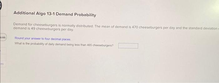 Solved Additional Algo 13-1 Demand Probability Demand for | Chegg.com