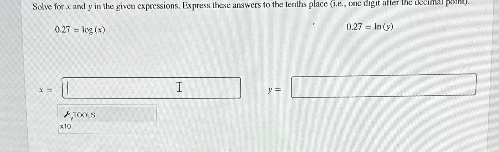 Solved Solve for x ﻿and y ﻿in the given expressions. Express | Chegg.com