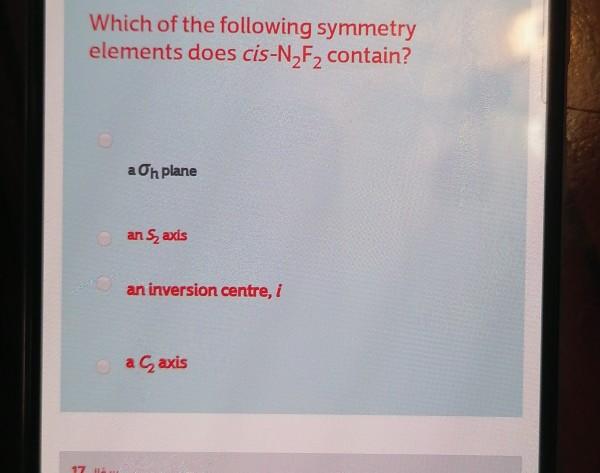 Solved Which of the following symmetry elements does | Chegg.com
