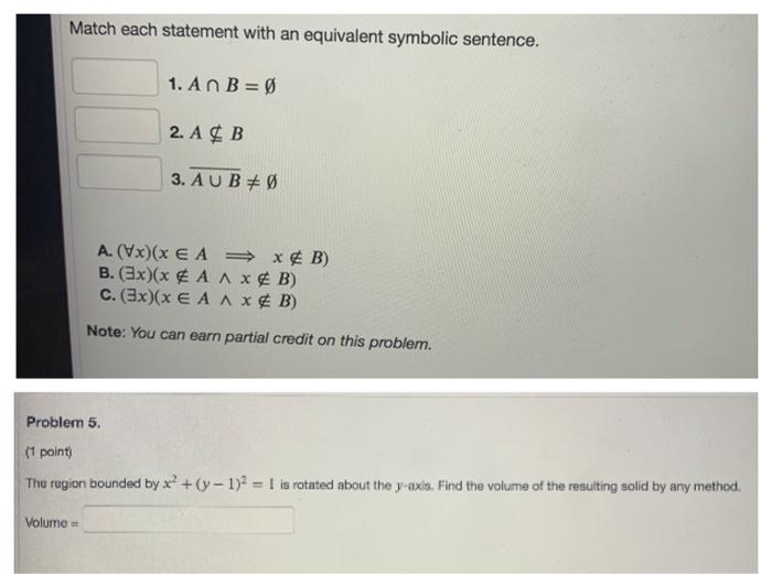Solved Match each statement with an equivalent symbolic | Chegg.com