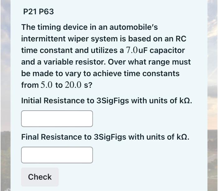Solved P21 P63 The timing device in an automobile's | Chegg.com