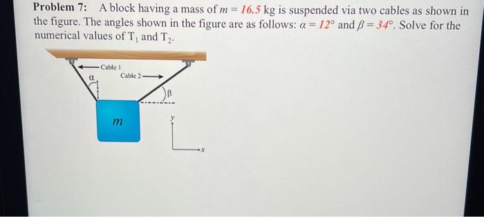 Solved Problem 7: A block having a mass of m=16.5 kg is | Chegg.com