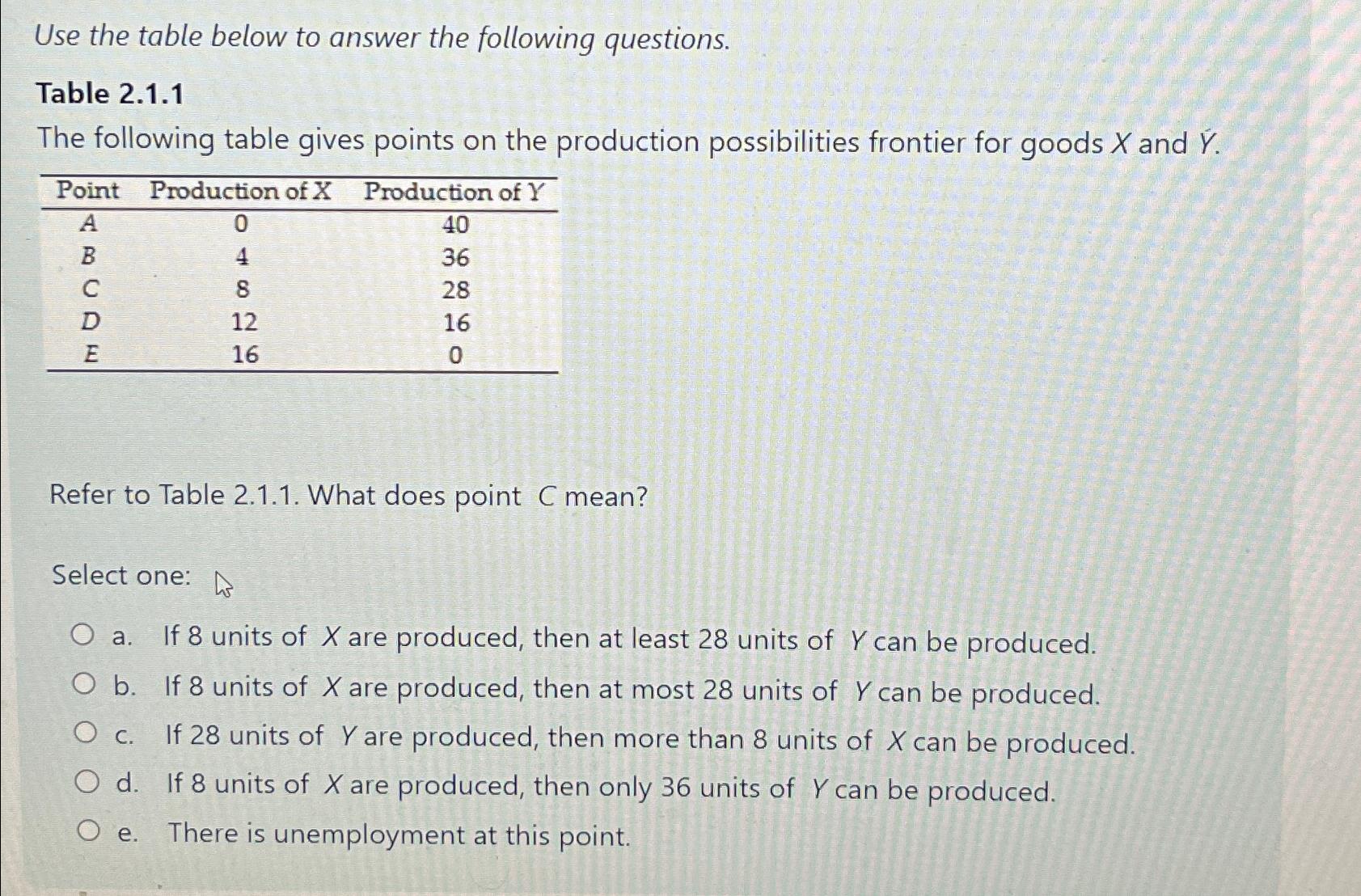 Solved Use the table below to answer the following | Chegg.com