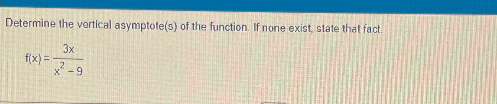 Solved Determine the vertical asymptote(s) ﻿of the function. | Chegg.com
