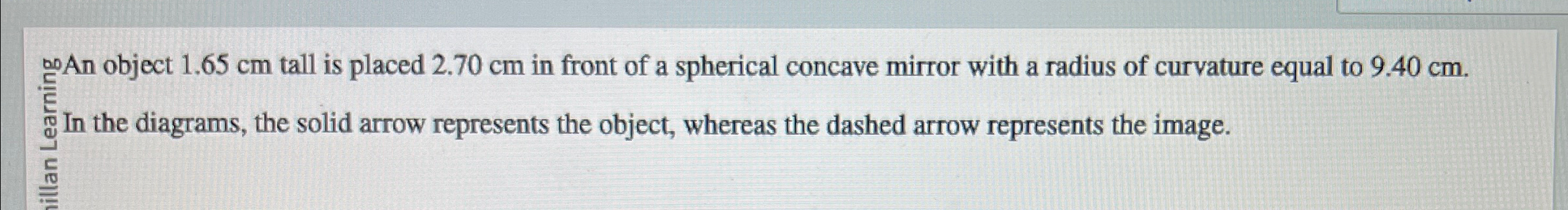Solved An object 1.65cm ﻿tall is placed 2.70cm ﻿in front of | Chegg.com