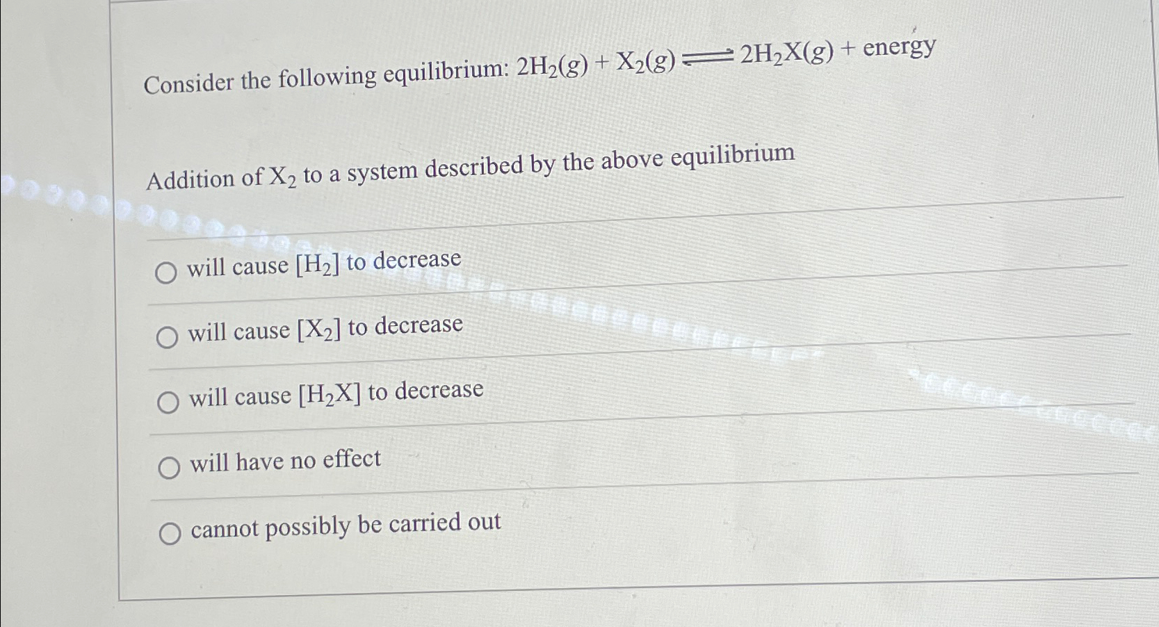 Solved Consider the following equilibrium: | Chegg.com