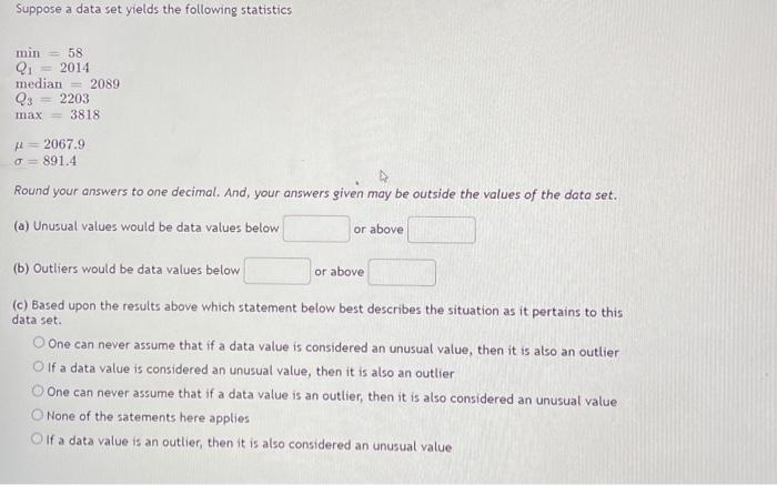 Solved Suppose a data set yields the following statistics | Chegg.com