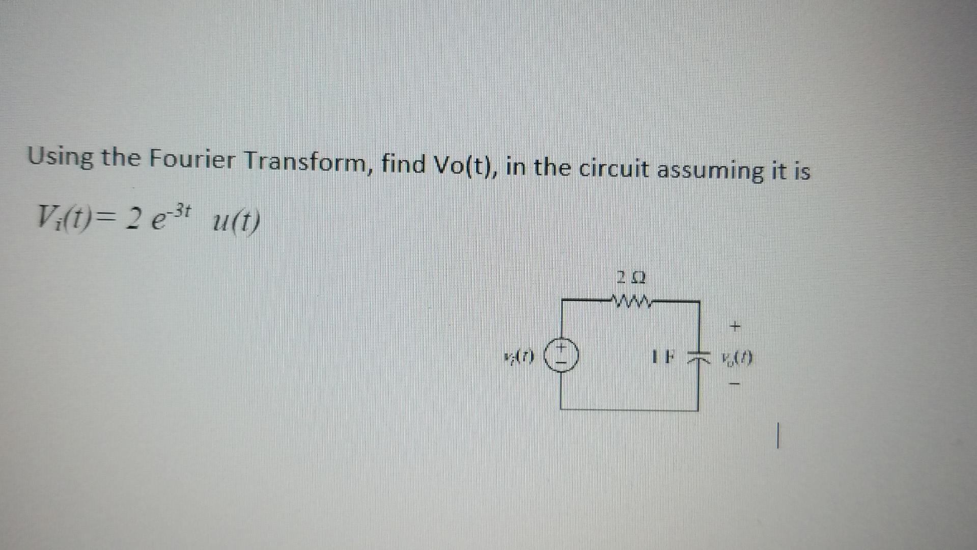 Solved Using the Fourier Transform, find Vo(t), in the | Chegg.com