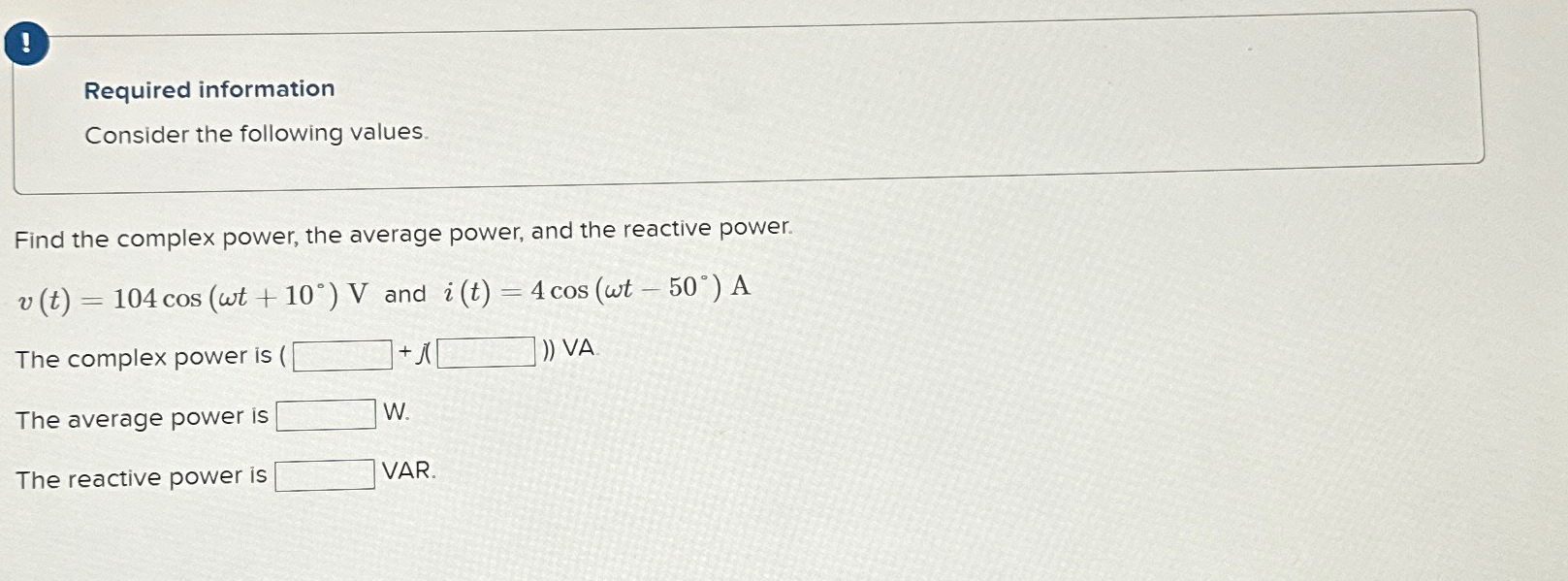 Solved !Required informationConsider the following | Chegg.com