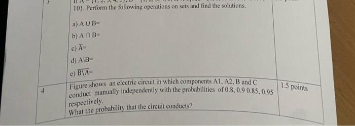 103. Perform the following operations on sets and | Chegg.com