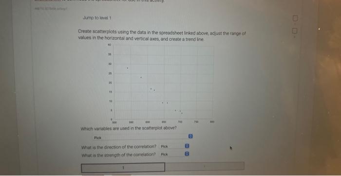 Create scatterplots using the data in the spreadsheet | Chegg.com