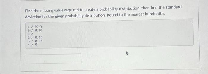 Solved Find the missing value required to create a | Chegg.com
